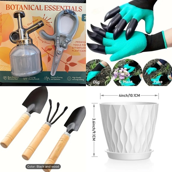 Accents | Gardening Bundle Tool Set Gloves Mister Flower Pot Nwt | Poshmark